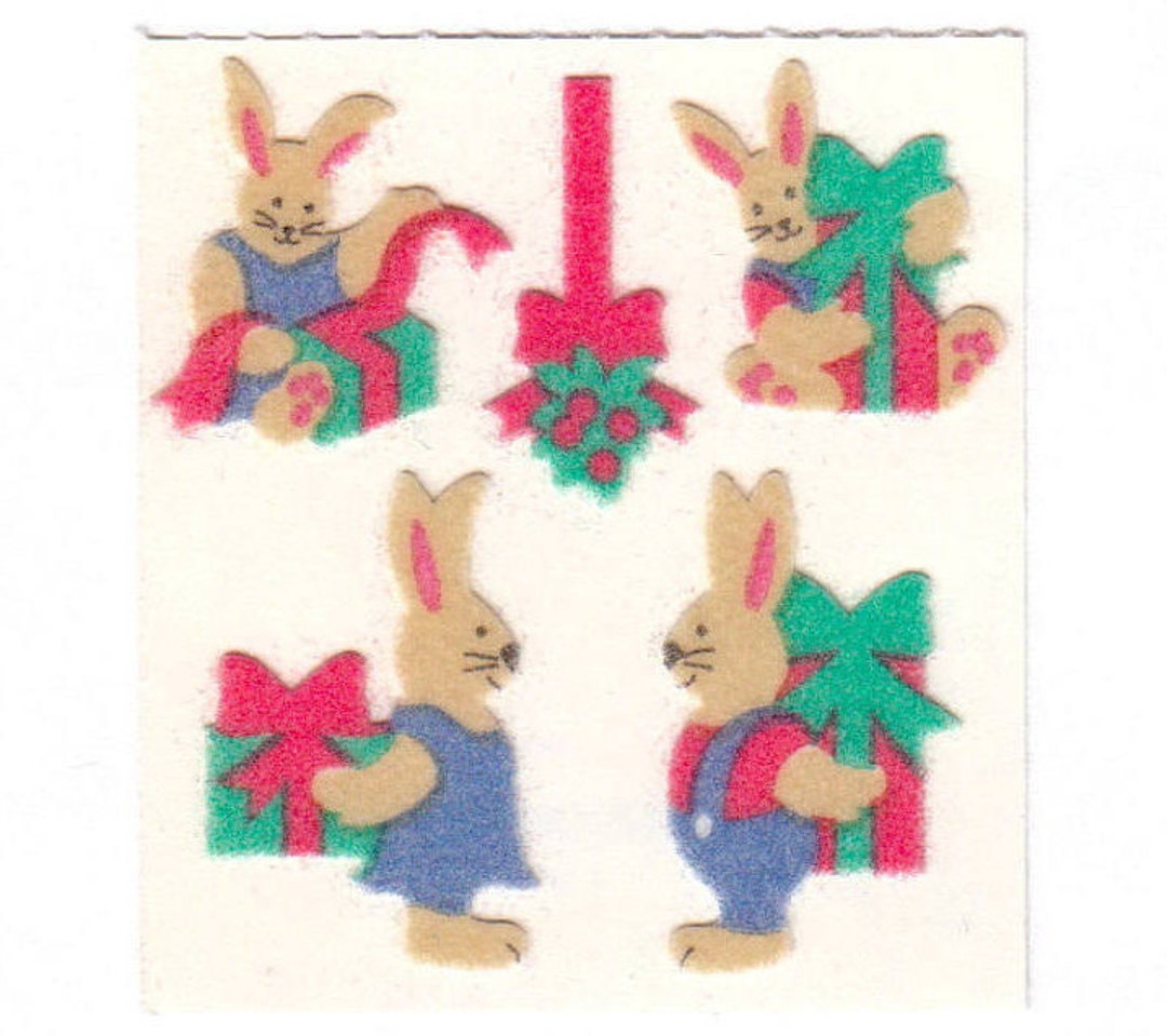 Bunny Rabbits and Gifts Vintage Sandylion Fuzzy Sticker Module - 80's ...