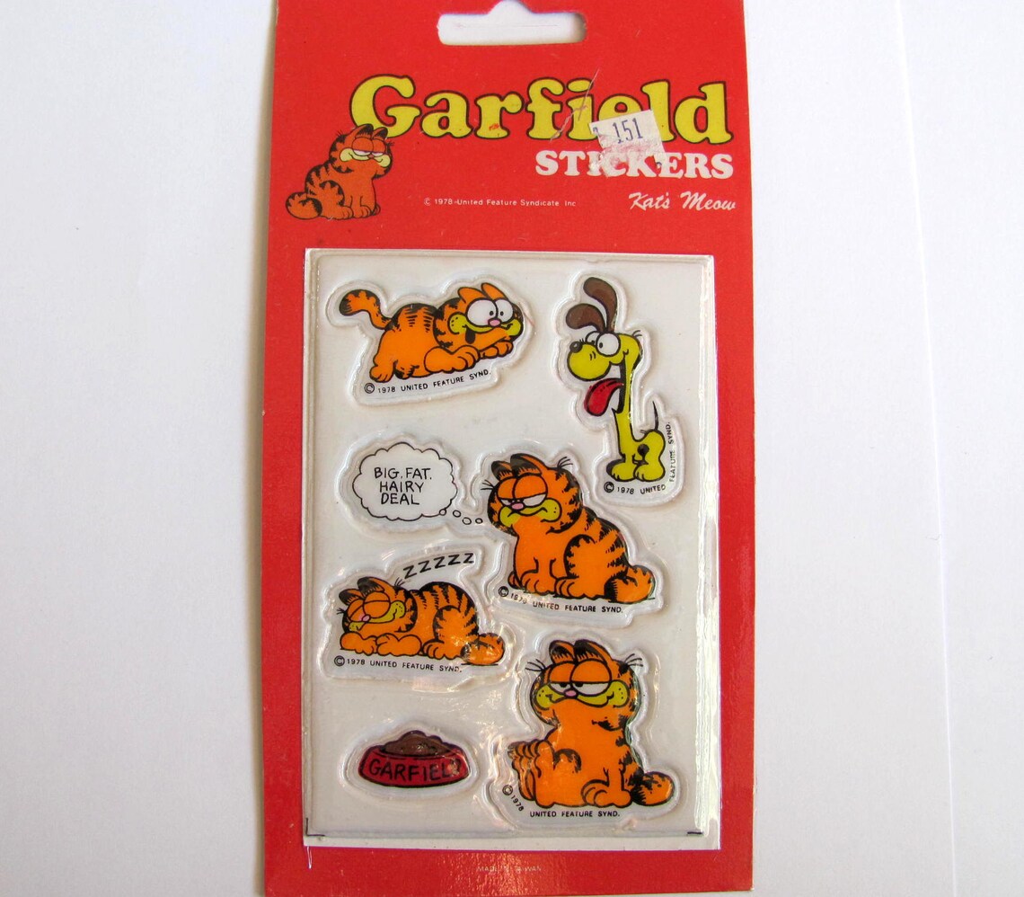 Adorable Garfield and Odie Vintage Puffy Sticker Sheet Package - Etsy