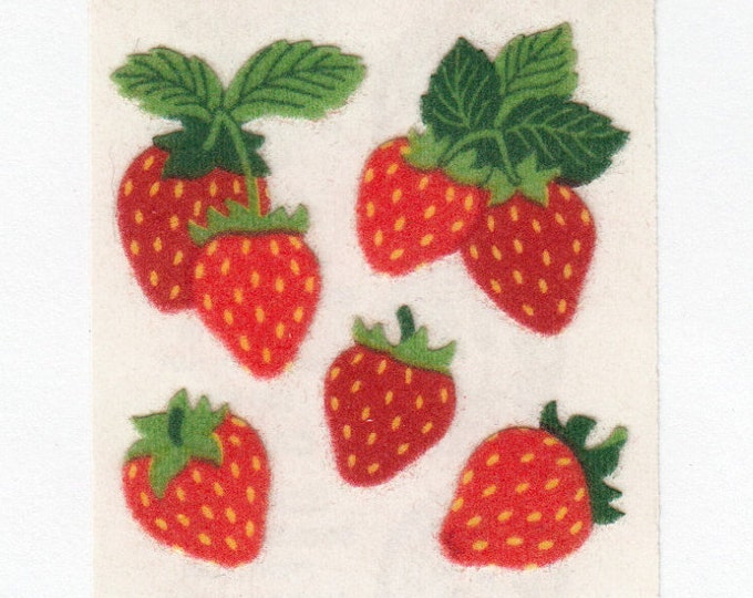 Strawberries Sandylion Fuzzy Vintage Sticker Mod Strawberry | Etsy