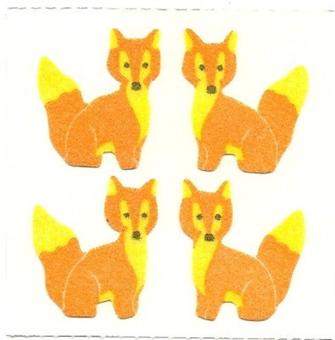 Fuzzy Foxes Rare Great Seven Sticker Sheet - Red Fox Woodland Critter ...