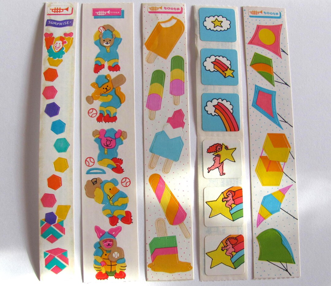 Toots Cardesign Vintage Ice Cream Kites Play Ball Sticker Strip - You ...