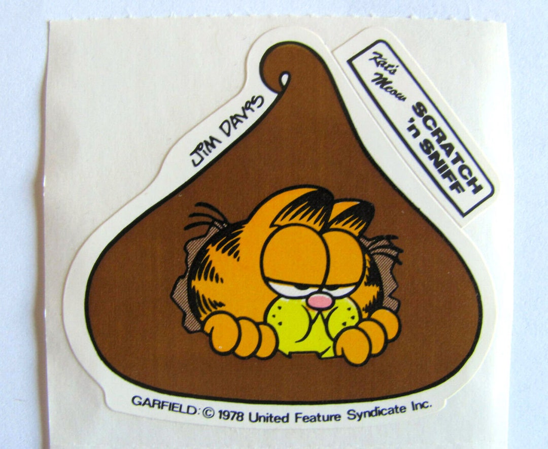 Garfield Scratch and Sniff Chocolate Kiss Vintage Sticker - Cocoa ...