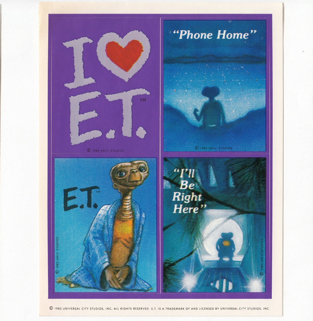 E.T. Extra Terrestrial Rare Vintage Hallmark Sticker Sheet - 80's Retro ...