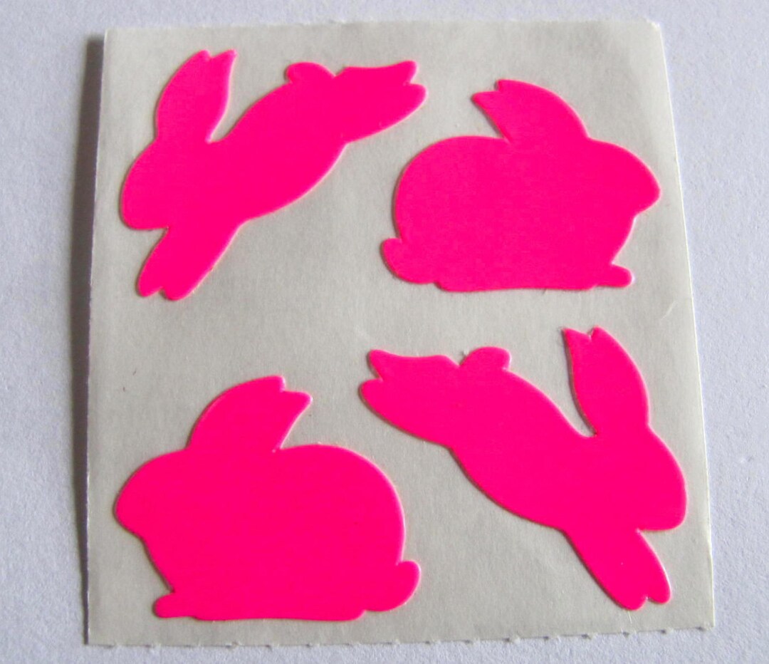 Neon Pink Bunny Rare Vintage Sandylion Stickers - 80's Rabbit Hare ...