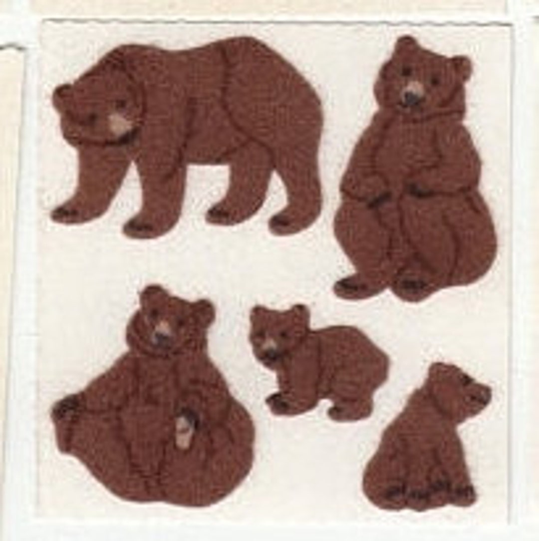 Cute Brown Bears Sandylion Fuzzy Vintage Sticker Mod - Grizzly Bear Cub ...
