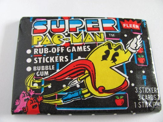 Vintage 1982 Super Pac-man Stickers Scratch Offs - Video Game 80's ...