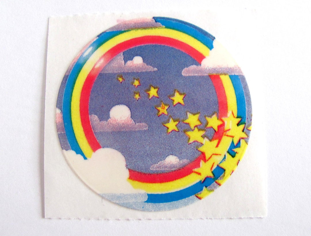 Shooting Stars Rare Vintage Lisa Frank Sticker - 80's Cloud Sky Rainbow ...