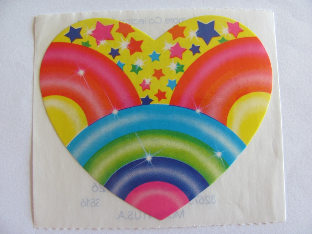 Lisa Frank Heart Rainbow and Stars Rare Vintage Sticker - 3 Inch - 80's ...