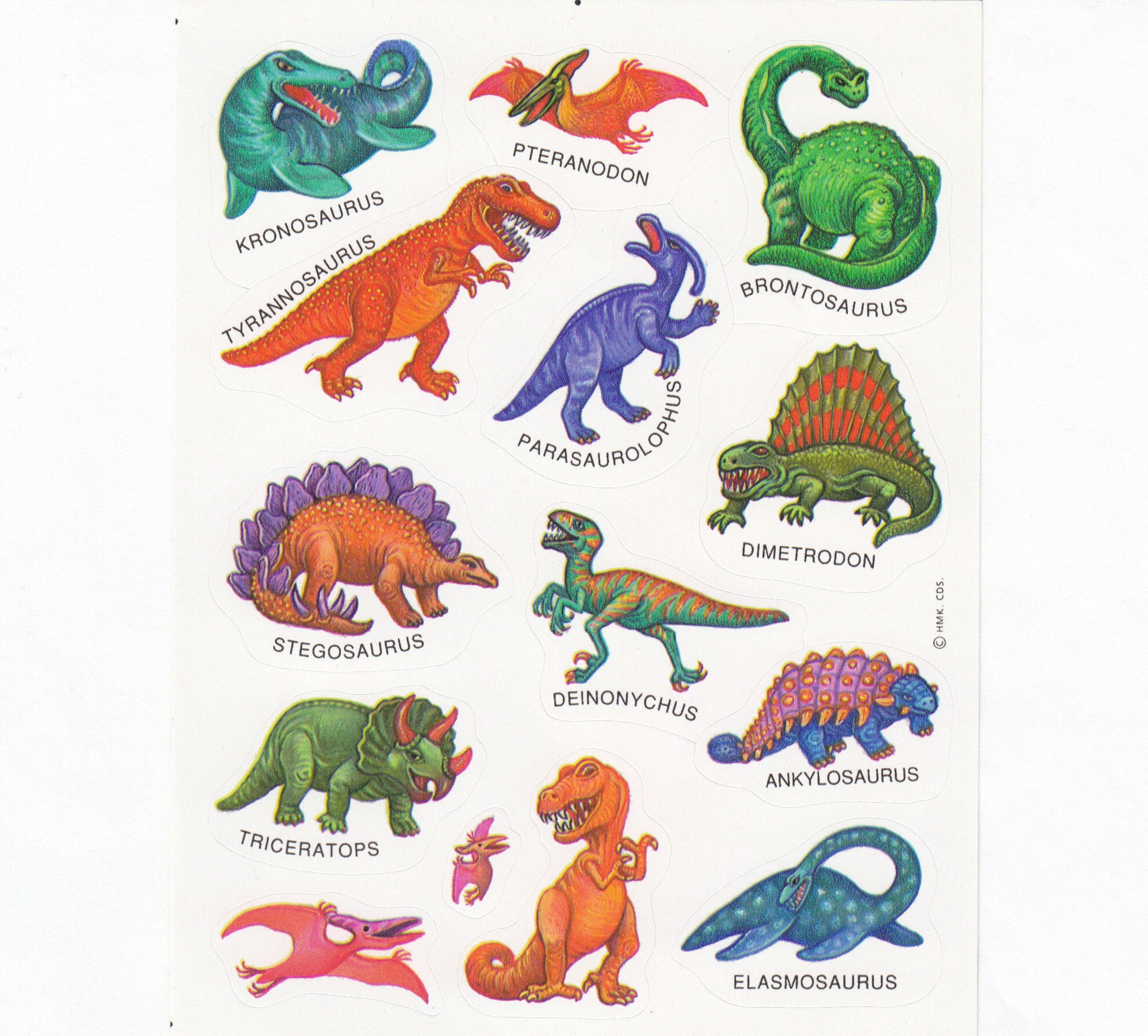 Dinosaurs Vintage Hallmark Sticker Sheet 80's | Etsy