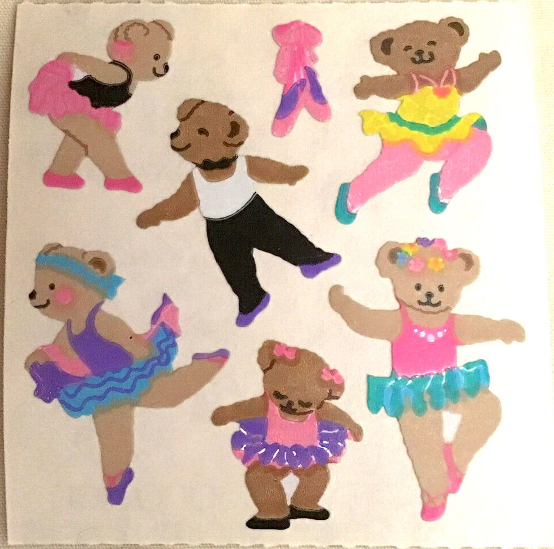 Ballet Bears Vintage Sandylion Glitter Sticker Mod Teddies | Etsy