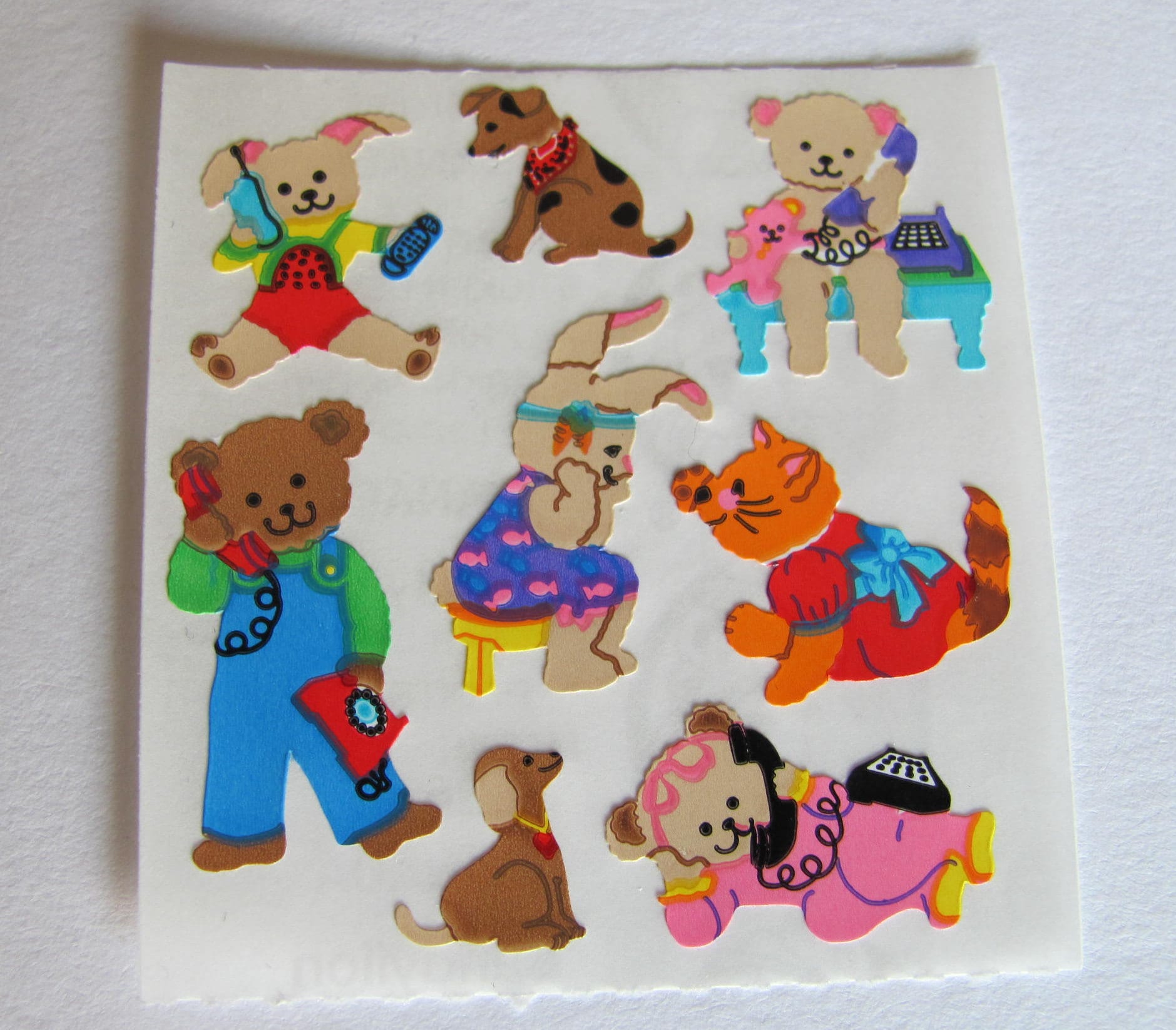 Adorable Animals on the Phone Vintage Sandylion Stickers | Etsy