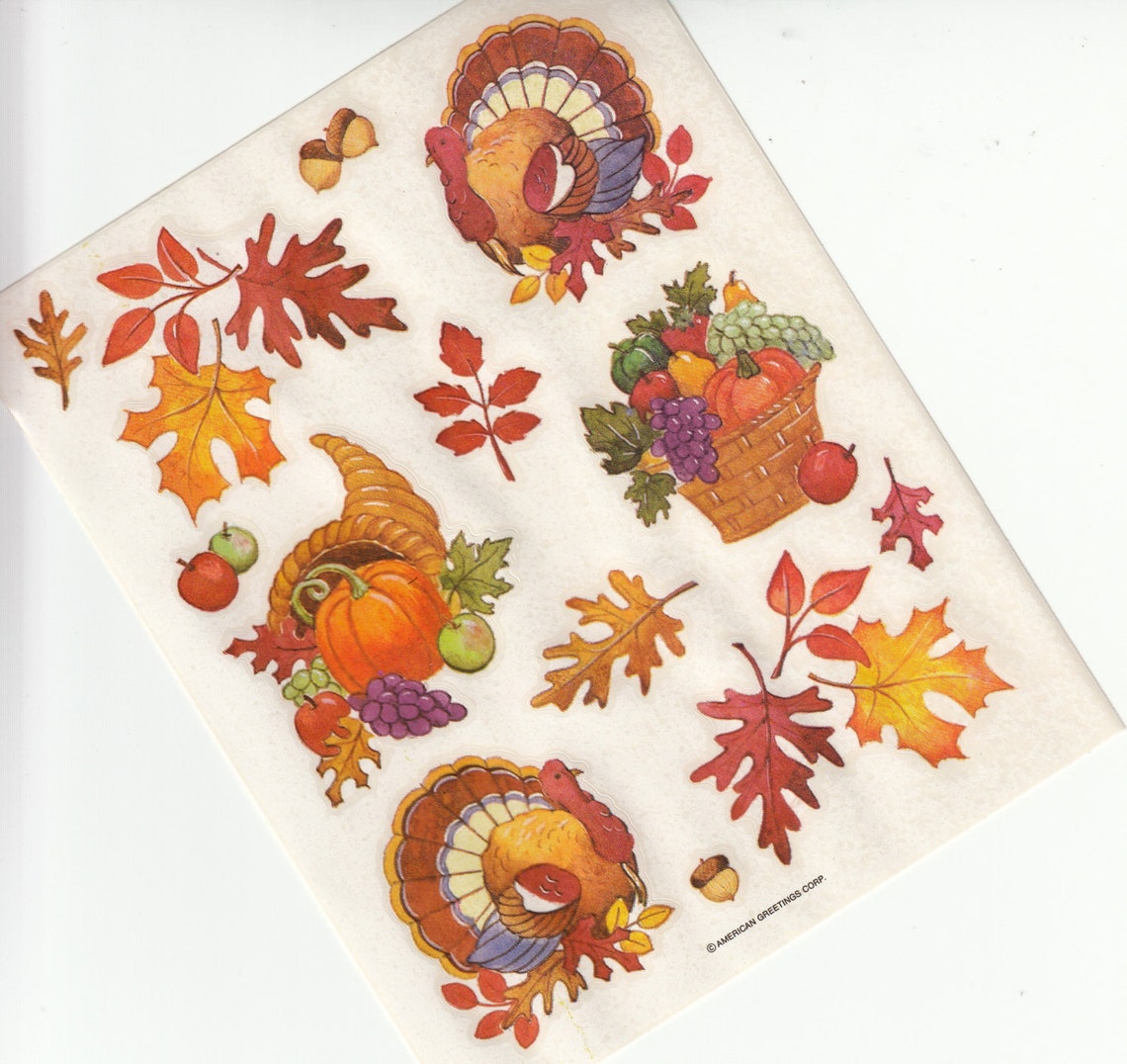 Vintage AGC Autumn Thanksgiving Sticker Sheet Cornucopia - Etsy