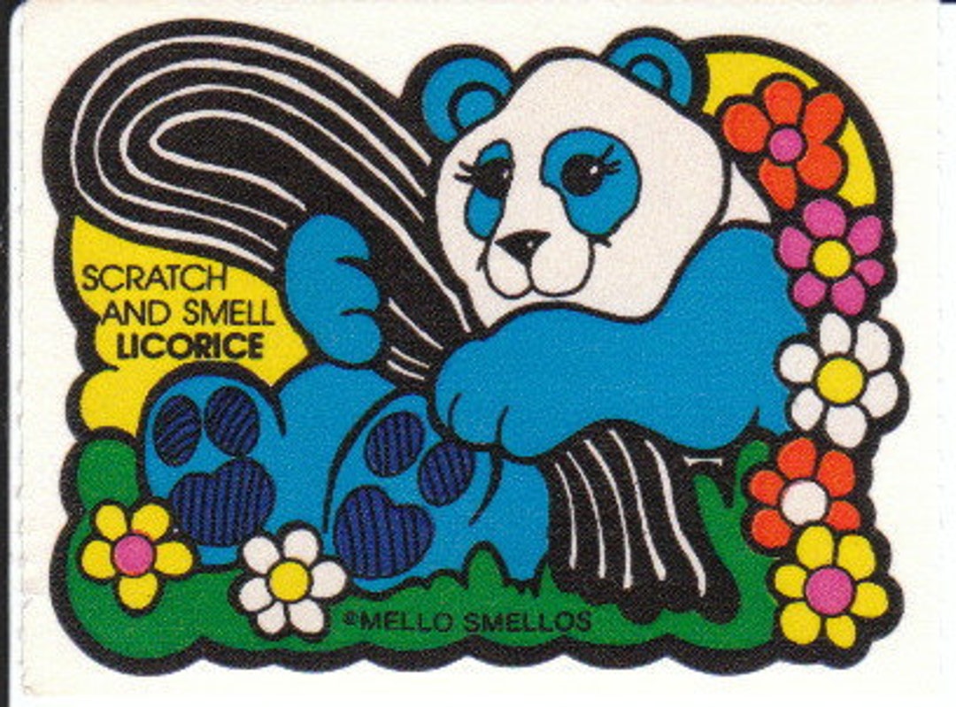 Vintage Mello Smello Scratch and Sniff Licorice Sticker 80's Panda Bear ...