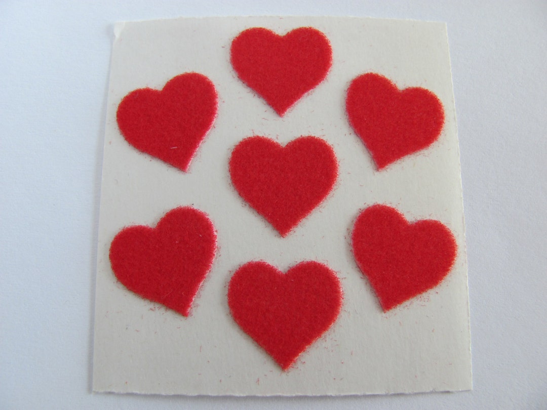 Vintage Sandylion Fuzzy Red Hearts Sticker Mod - 80's Scarlet Heart - Etsy
