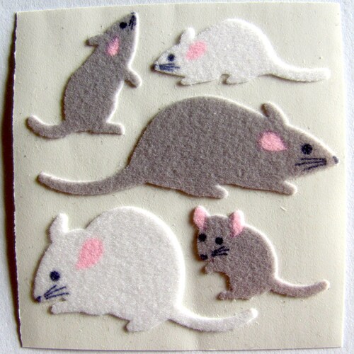Sweet Mice Vintage Sandylion Fuzzy Sticker Mod Mouse - Etsy