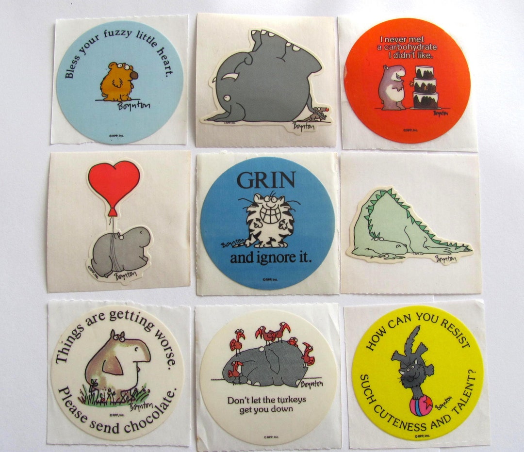 Boynton Vintage 80s RPP Glossy Sticker Bear Dragon Hippo Kitten Heart ...