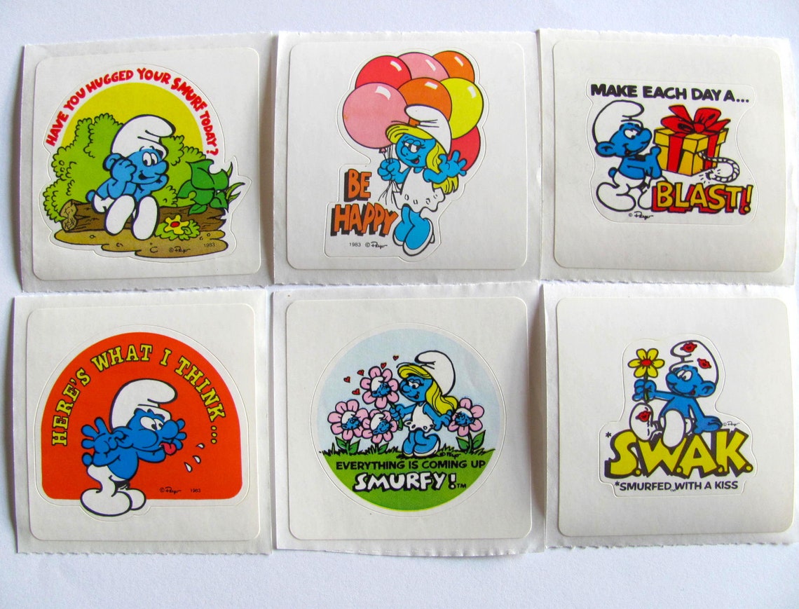 Smurfette and the Smurfs Vintage 80's Stickers You | Etsy