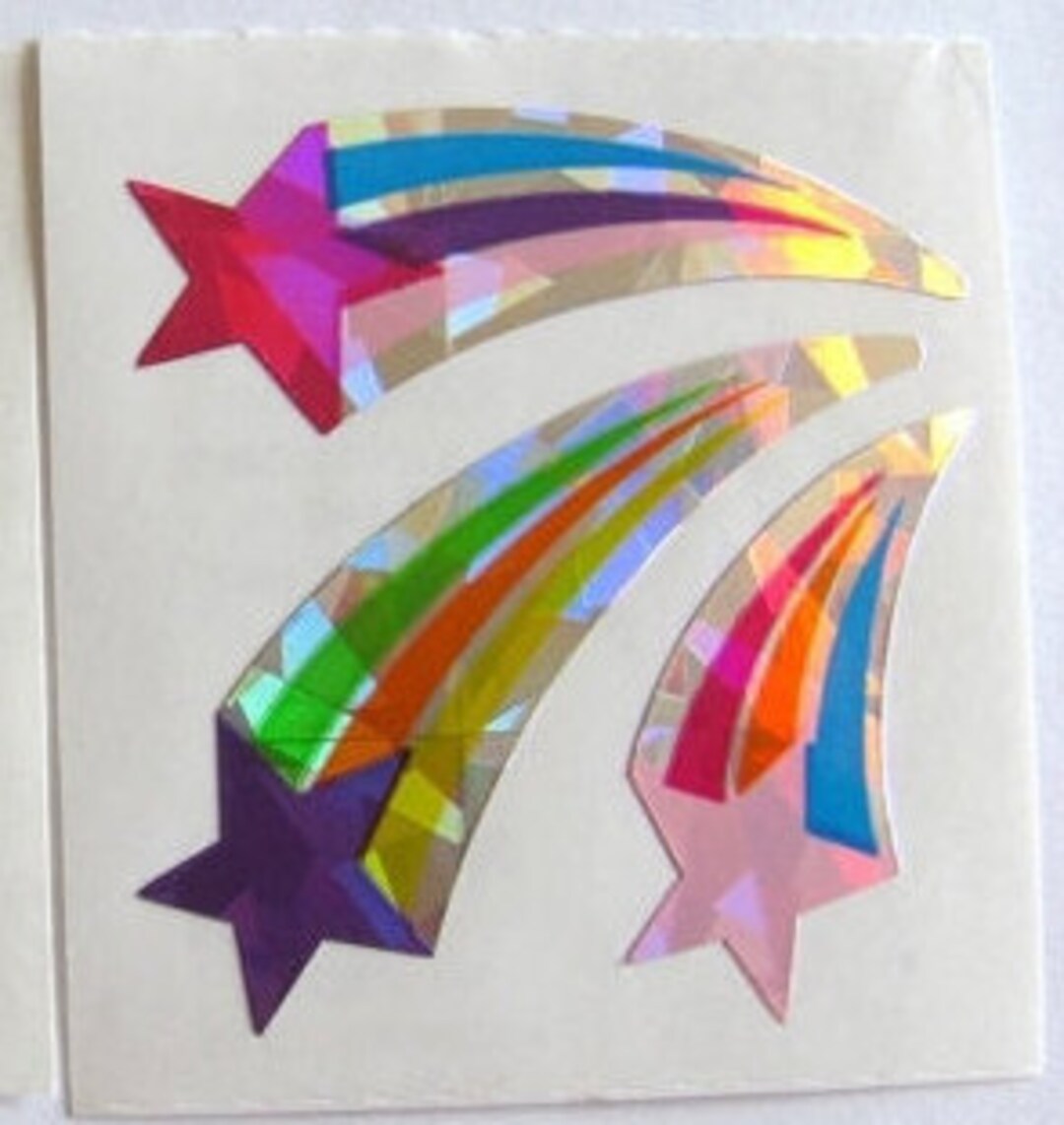 Vintage Sandylion Prism Shooting Star Stickers - 80's Prismatic Rainbow ...