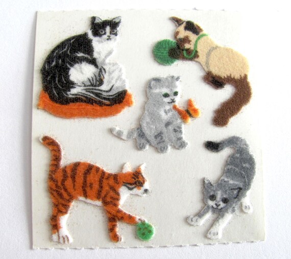Kitties Vintage Sandylion Fuzzy Cat Stickers 80's - Etsy