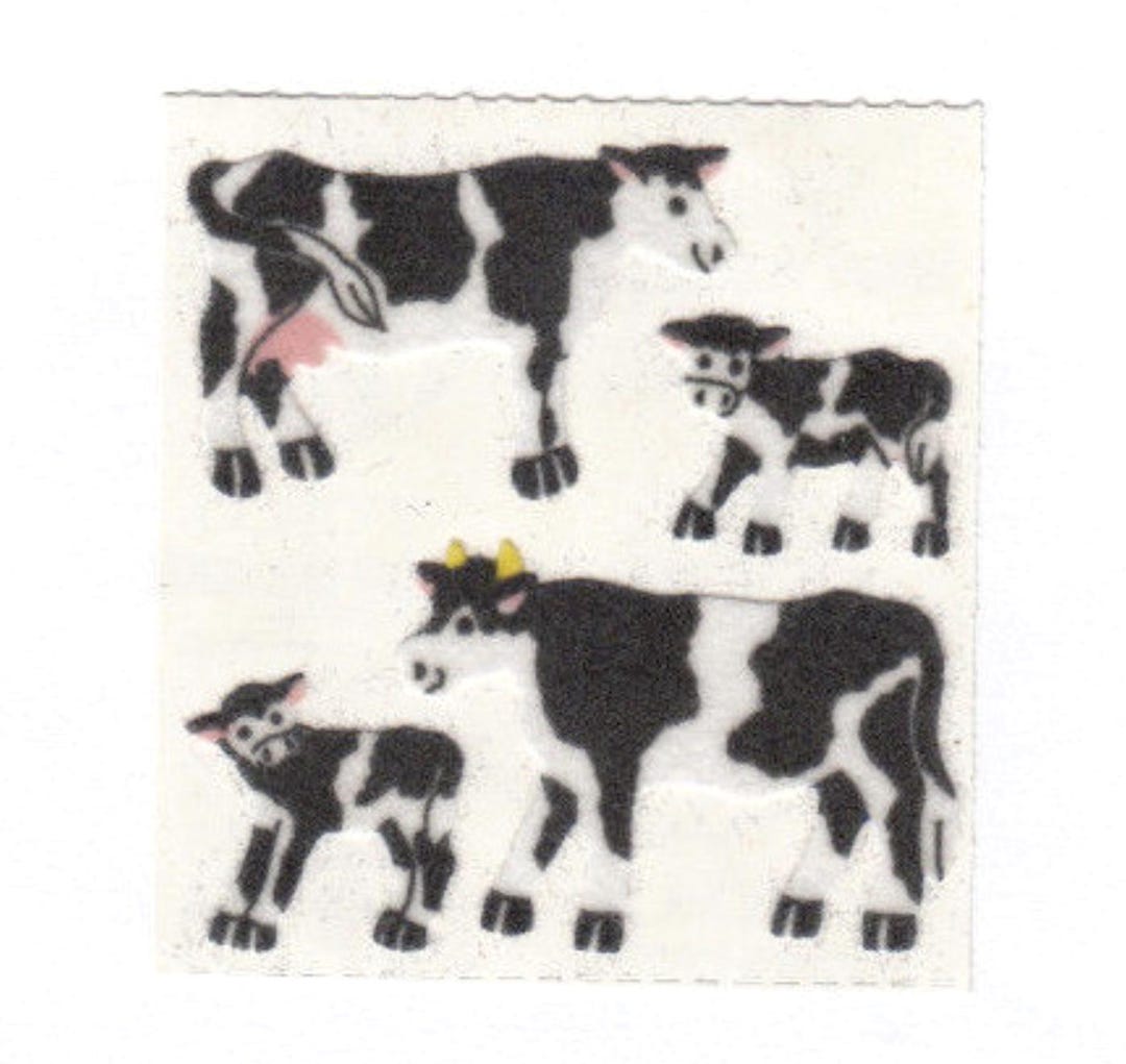 Vintage Sandylion Fuzzy Cow Stickers - 80's Polka Dot Spotted Holstein ...