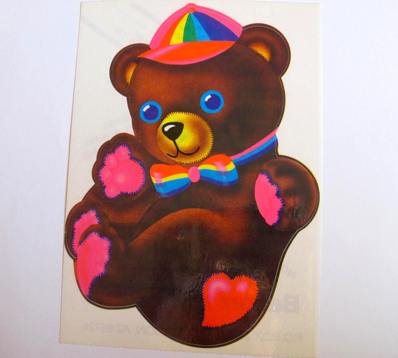 Lisa Frank Teddy Bear With Rainbow Bowtie Rare JUMBO Vintage - Etsy