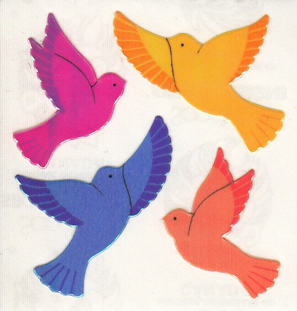Rare Vintage Sandylion Pearl Finish Dove Stickers - 80's Opal Bird ...
