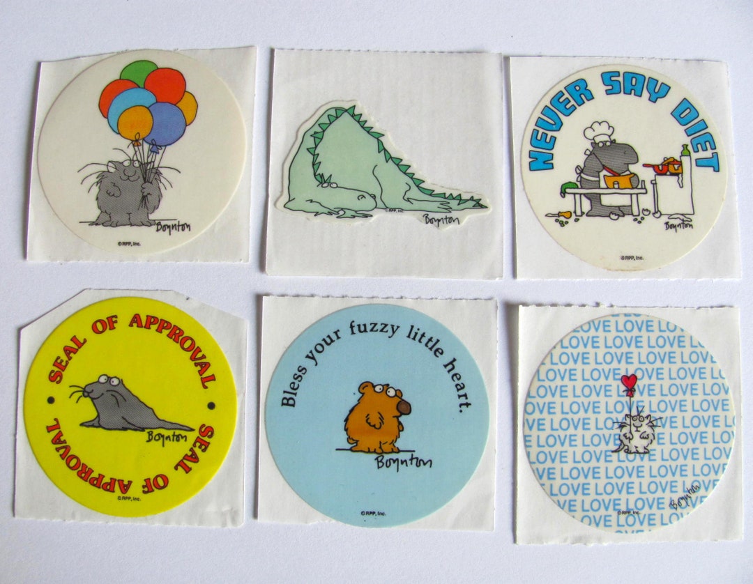 Boynton Vintage 80s RPP Glossy Sticker- Bear Seal Dragon Hippo Kitten ...
