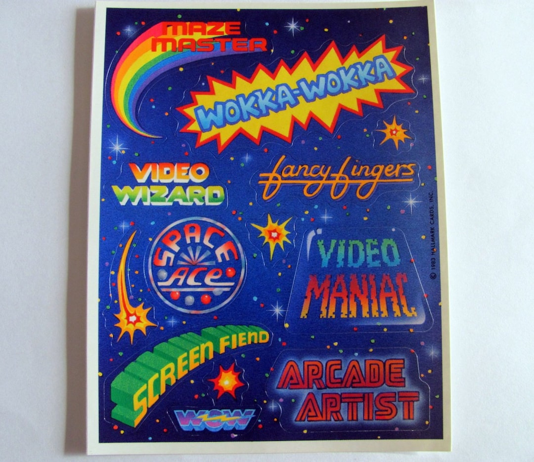 Vintage 80's Hallmark Video Game Sticker Sheet - Arcade Maze Maniac ...