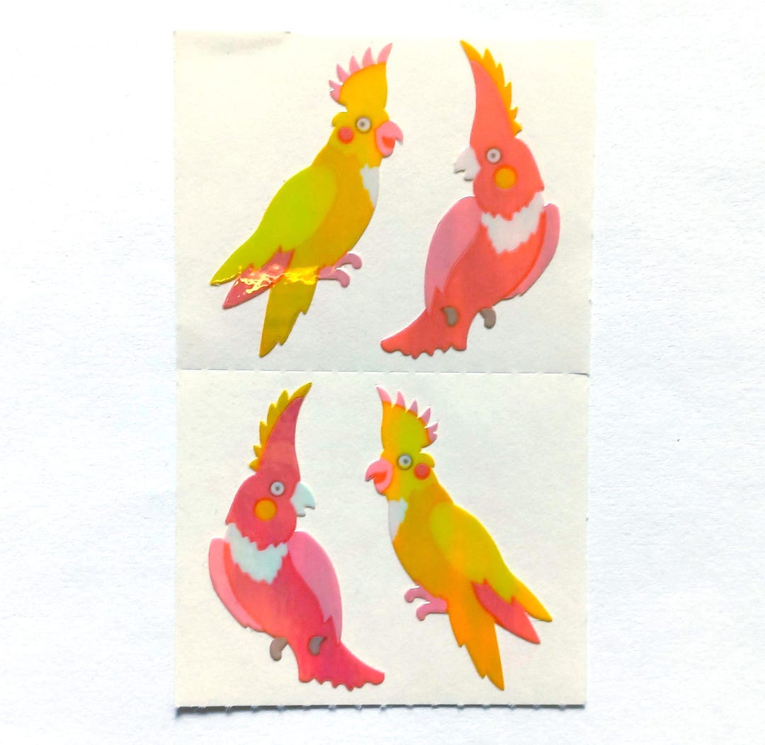 Mrs Grossman Iridescent Cockatoo Birds Rare Vintage Sticker Strip - MOP ...