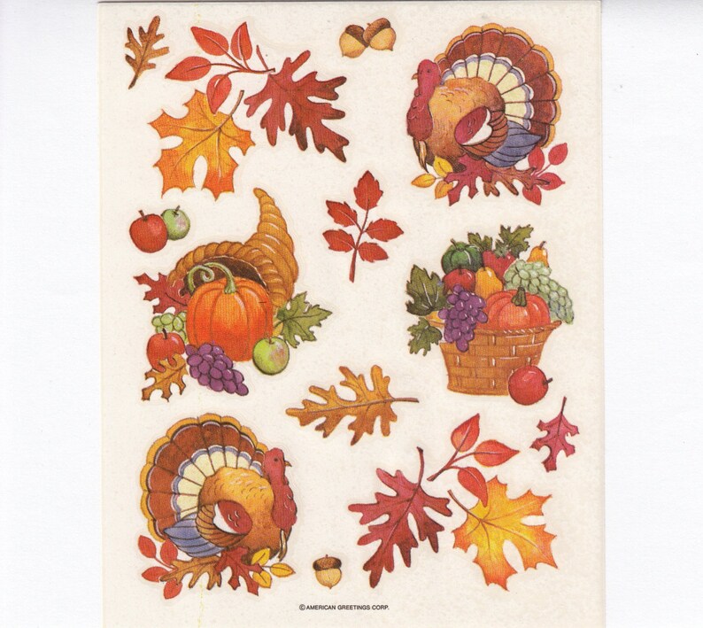 Vintage AGC Autumn Thanksgiving Sticker Sheet Cornucopia - Etsy
