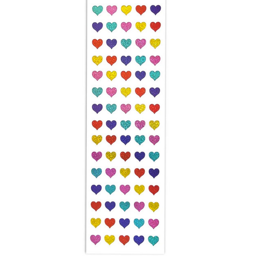 Mrs Grossman Bright Rainbow Glitter Heart Sticker Strip - Limited ...