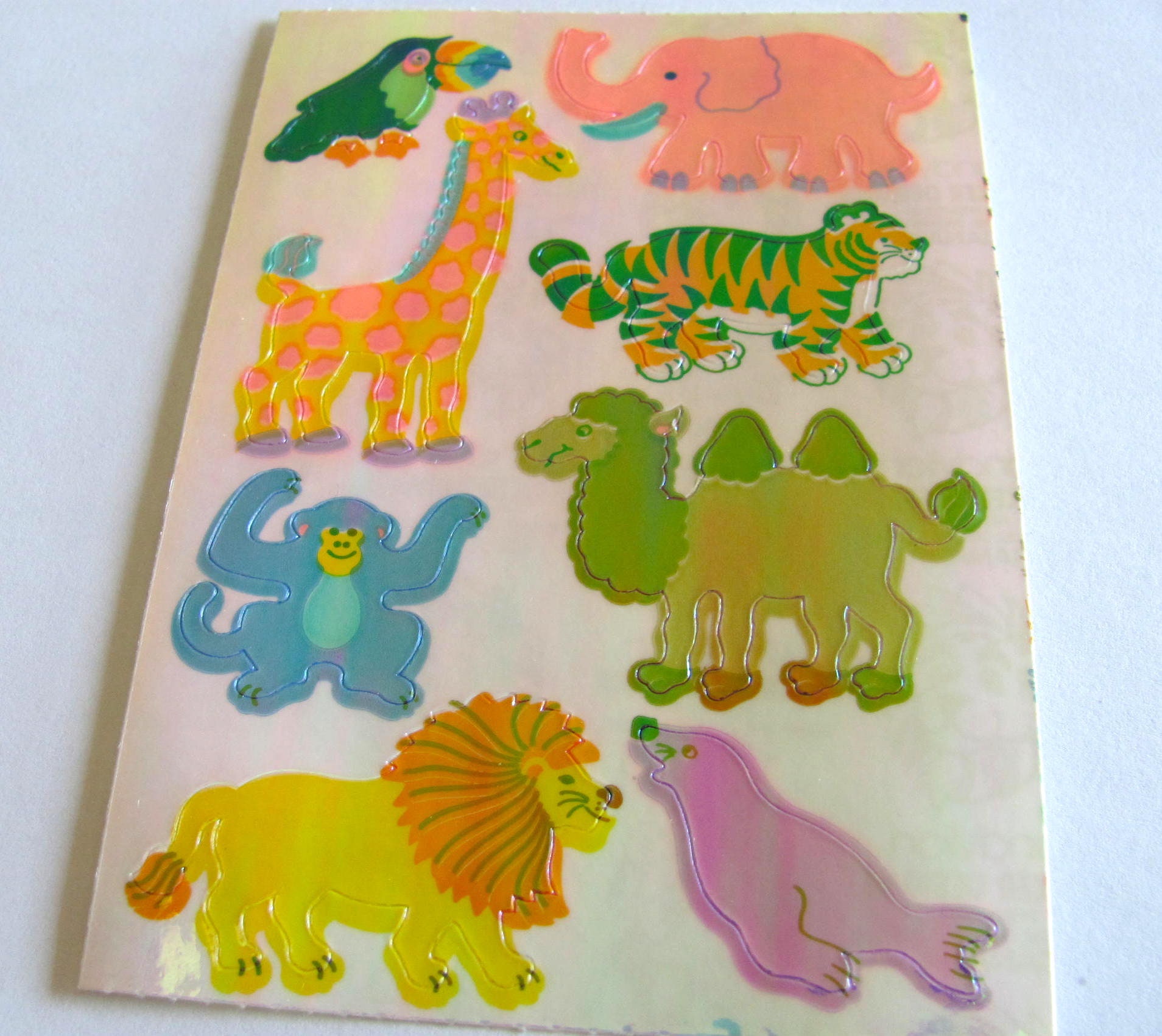 Vintage Sandylion Pearly Animals Maxi Sticker Sheet 80's - Etsy