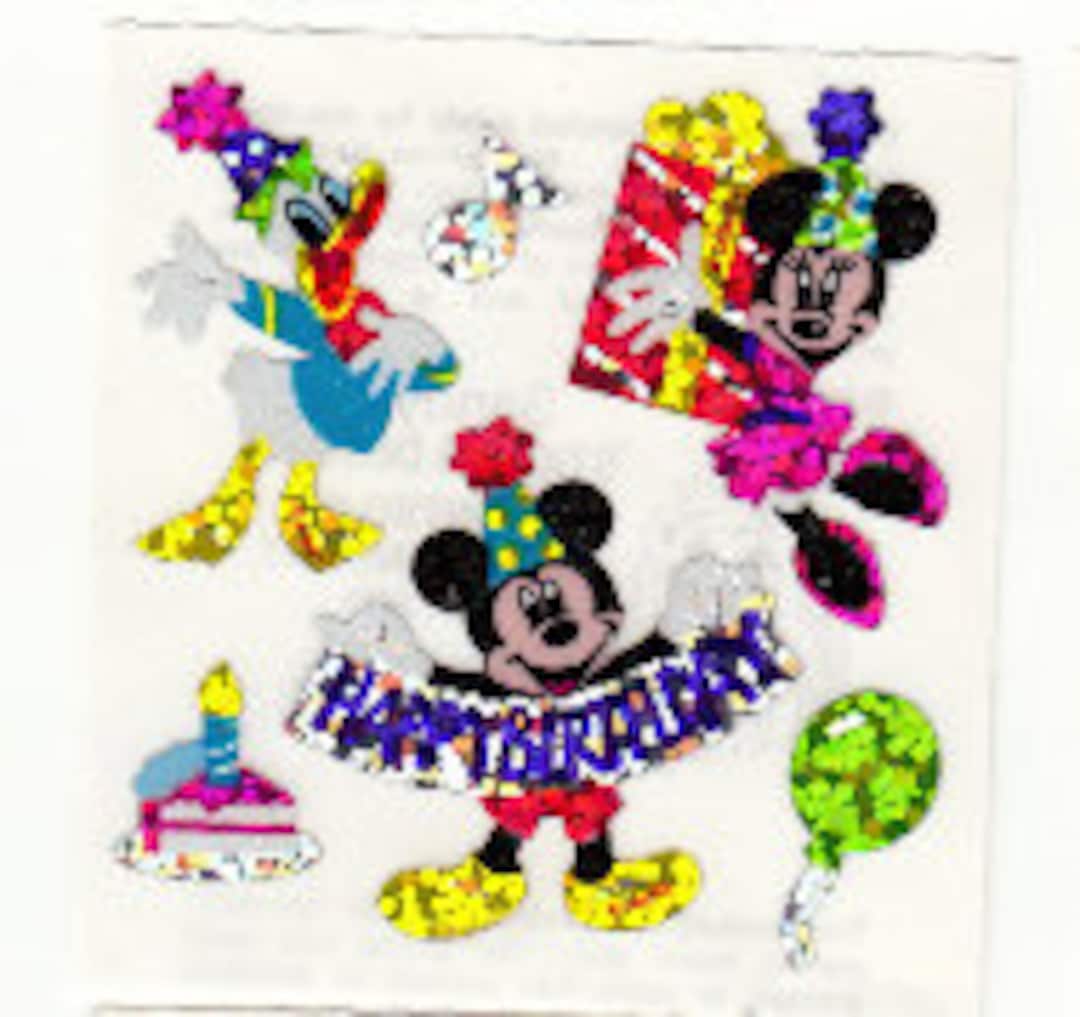 Mickey Mouse Happy Birthday Vintage Sandylion Glitter Stickers - Etsy