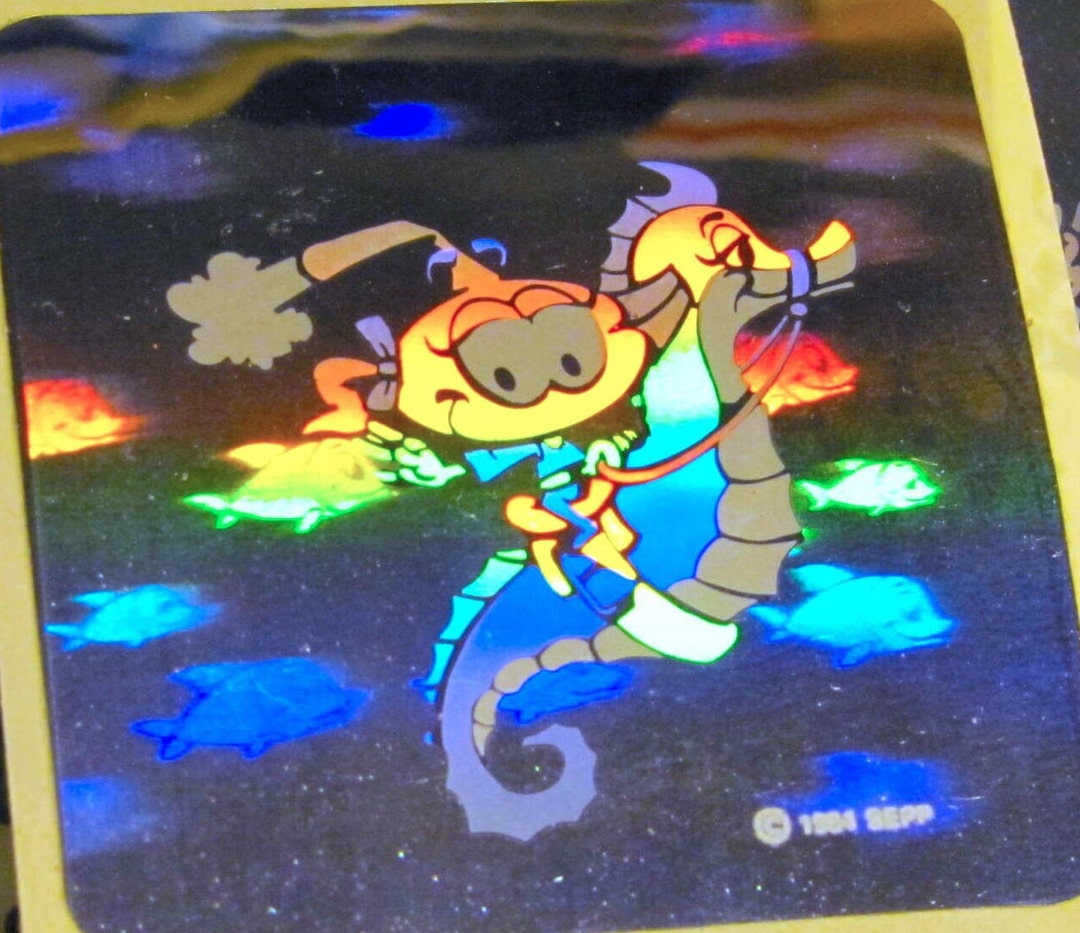 Snorks Seahorse Vintage Hologram Cartoon Alien Sticker - 80s Retro ...