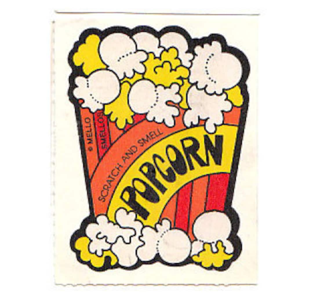 Vintage Mello Smello Scratch and Sniff Popcorn Sticker 80's Butter ...
