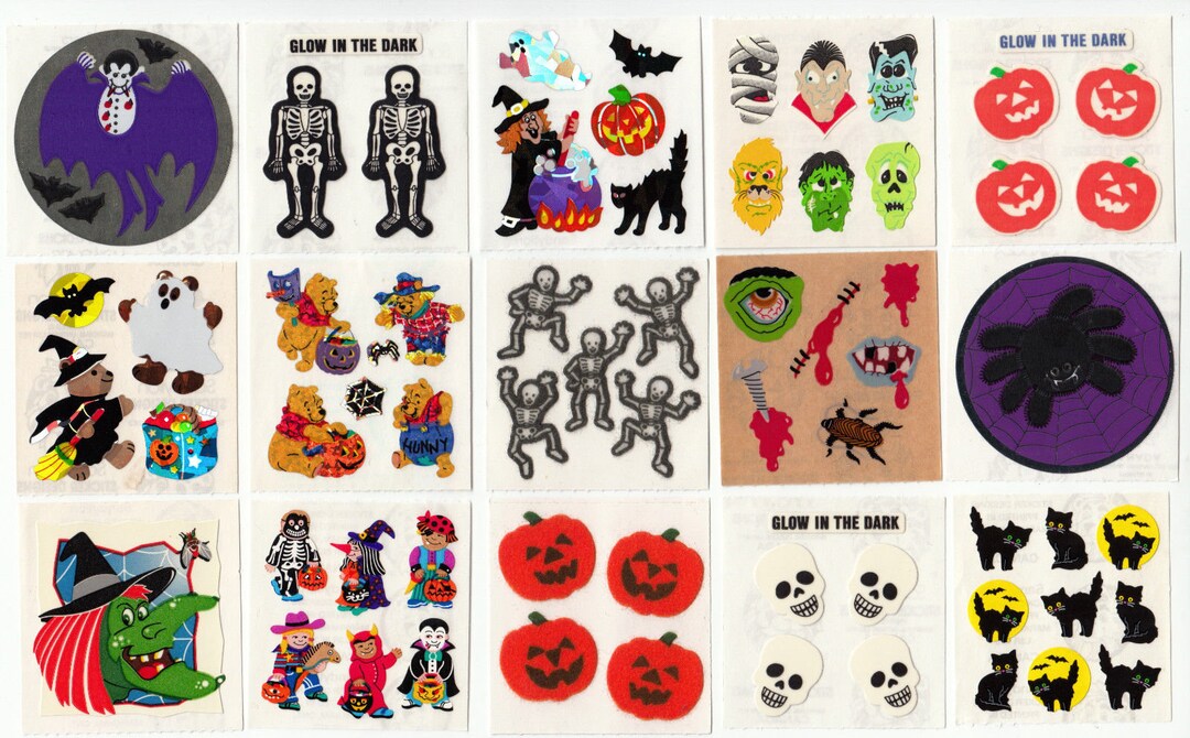 Sandylion Halloween Vintage Stickers - You Choose - Fuzzy Skeleton ...
