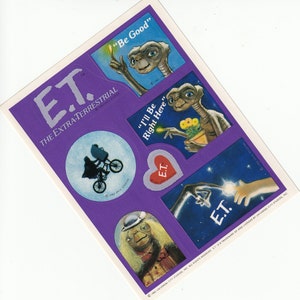 Rare Vintage Hallmark E.T. Extra Terrestrial Sticker Sheet - 80's Retro ...