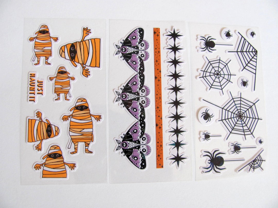 Halloween Mummies Moths and Spiders Sticker Sheets You Choose Mummy ...