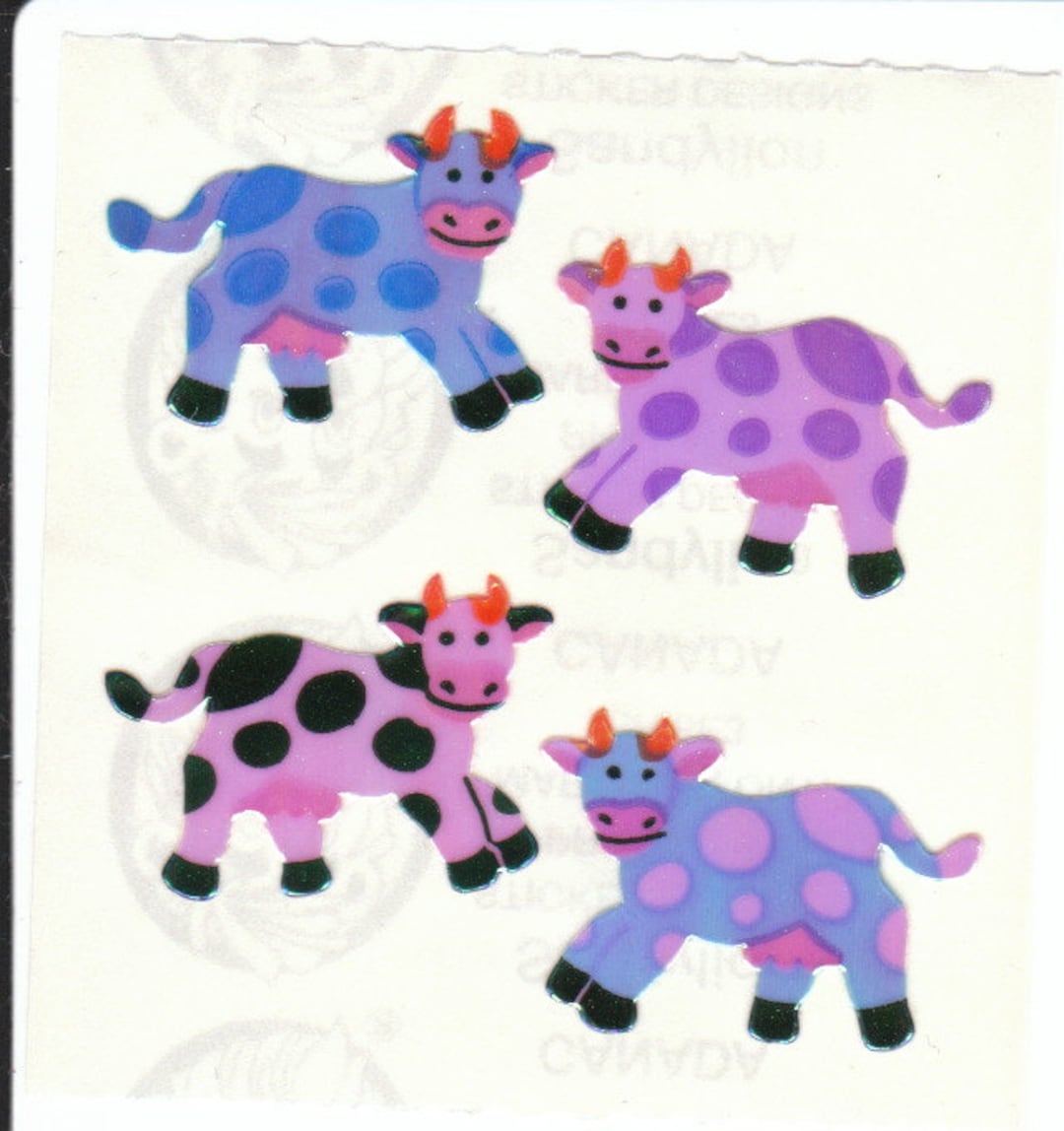 Rare Vintage Sandylion Cow Stickers 80's - Pearl Opal Pearly Spotted ...