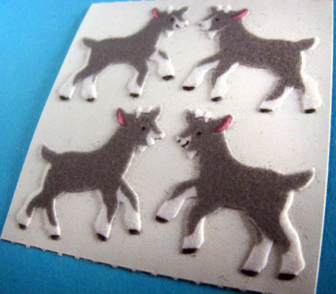 Adorable Goats Rare Vintage Sandylion Fuzzy Stickers - 80's Scrapbook ...