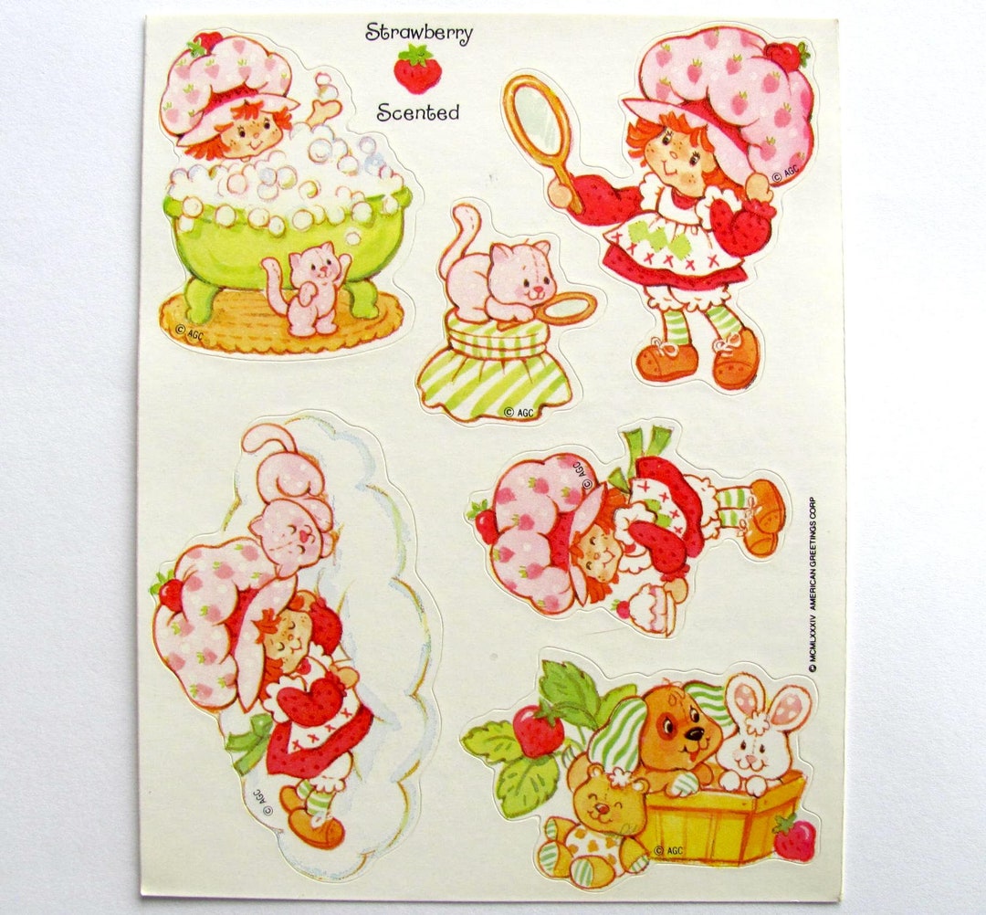 Strawberry Shortcake Scratch and Sniff Rare Vintage AGC Sticker Sheet ...