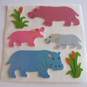 Sandylion Pearl Finish Adorable Hippo Vintage Stickers Rare Style 80's ...