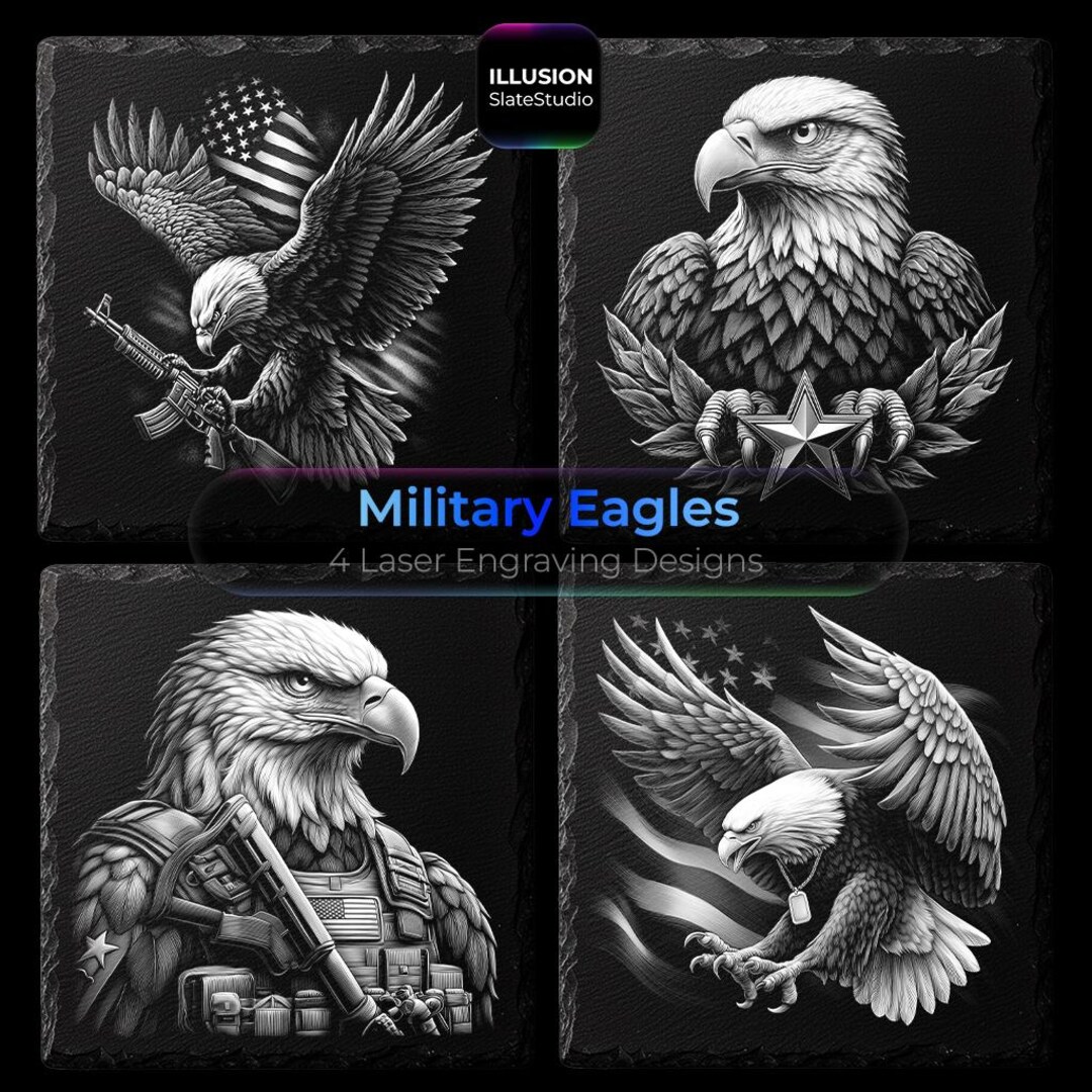 Military Eagles & Symbols Laser Engrave Files Army Slate Coasters ...