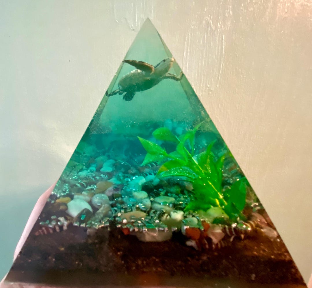 Sea Turtle Ocean Resin Pyramid – Coastal Beach Decor, Handmade ...