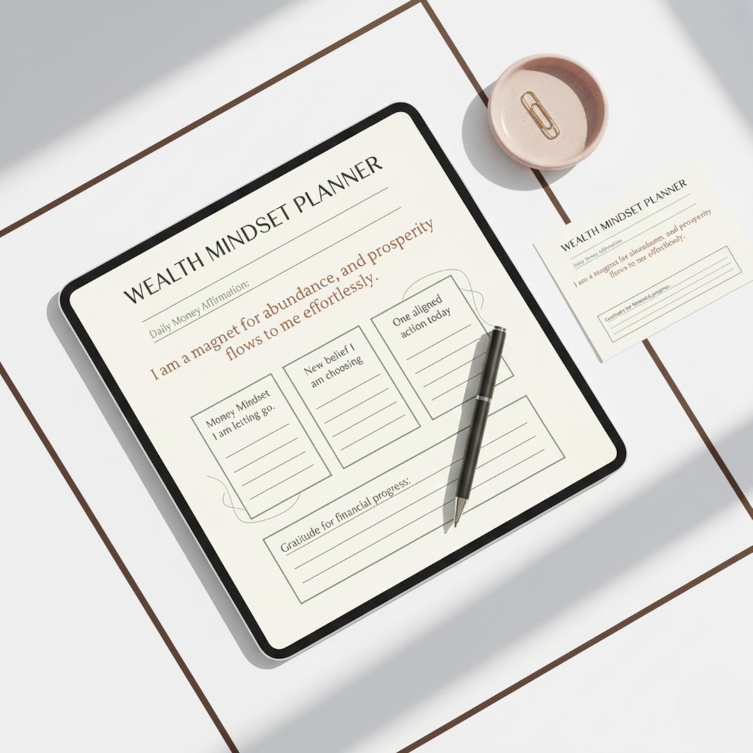 Wealth Mindset Planner One-pager | Daily Money and Abundance Tracker ...