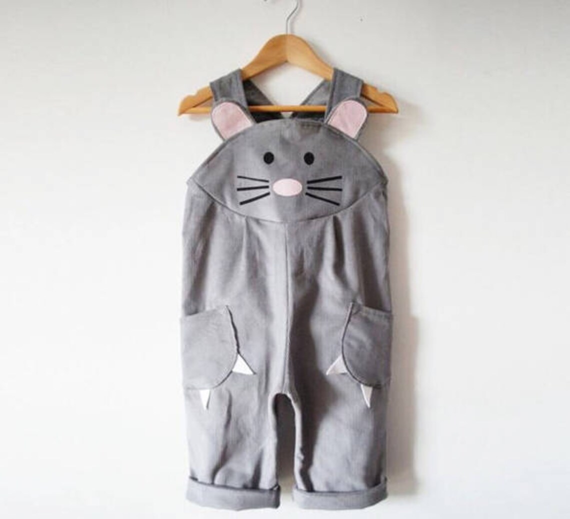 Mouse Dungaree Overalls in Grey - Etsy UK