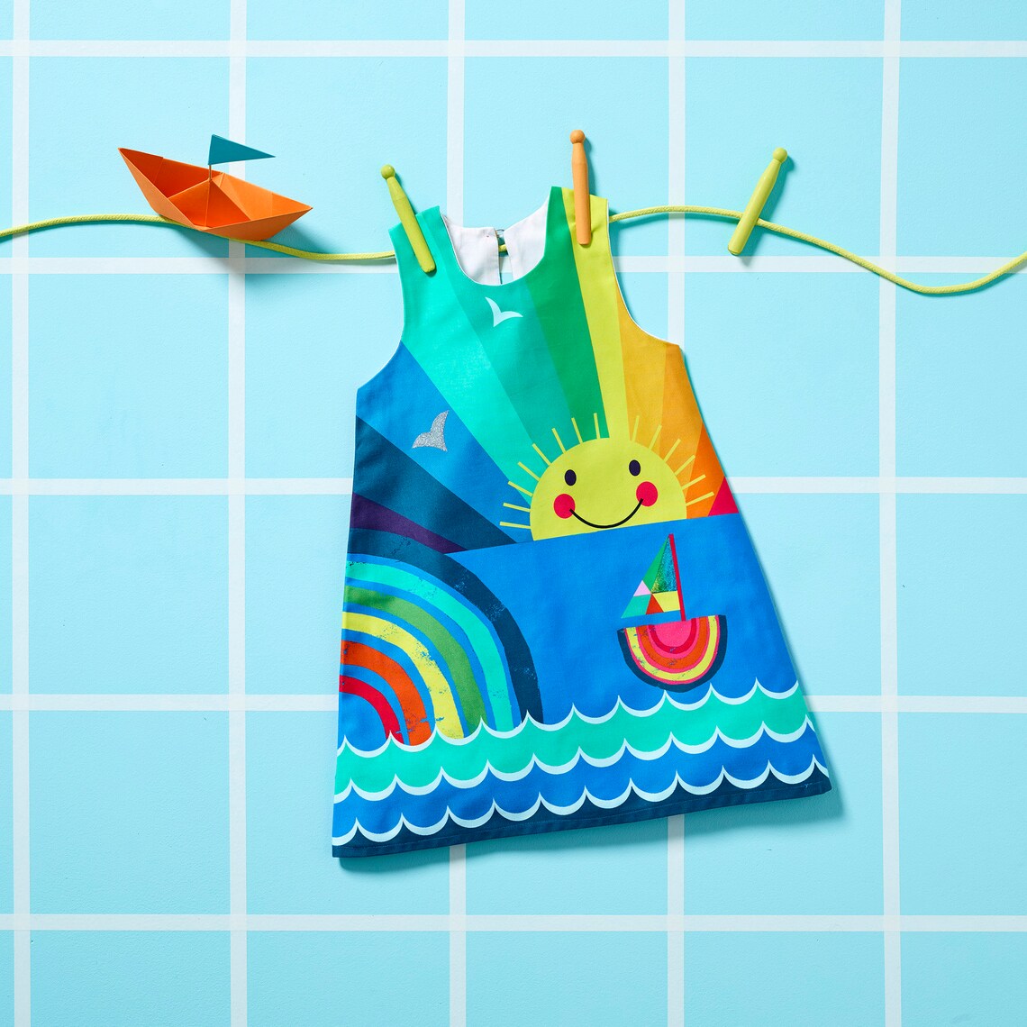 Girls Summer Holiday Print Dress With Rainbow Sunset - Etsy