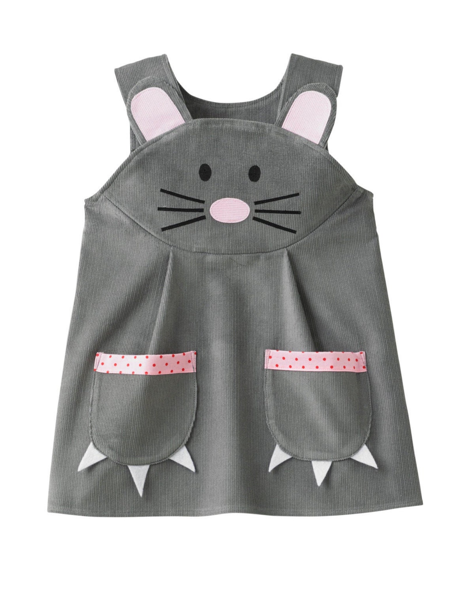 Girls Mouse Animal Dungaree Dress Handmade in the UK in Grey - Etsy