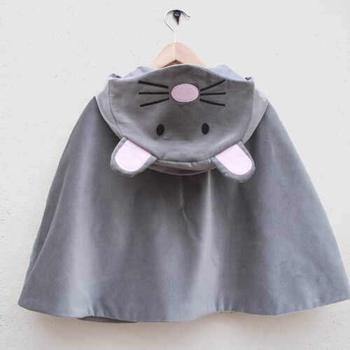 Mouse Fancy Cape in Grey Velvet - Etsy