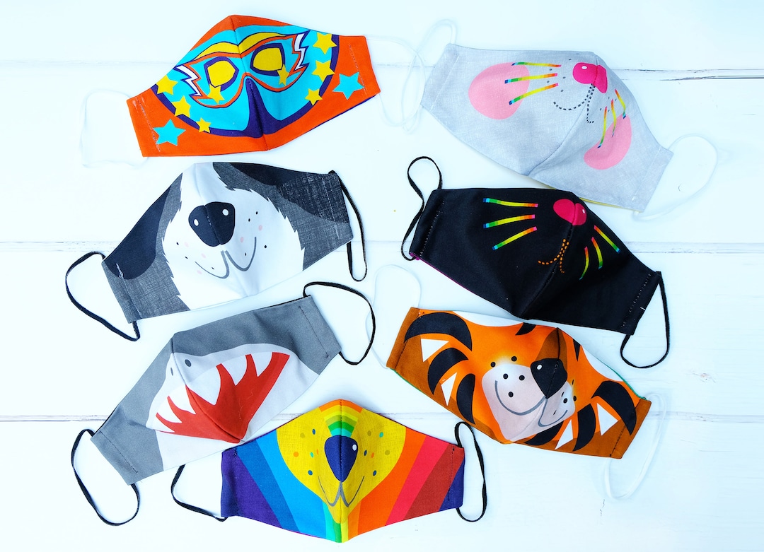 Kids Face Mask, Fun Child, Adult Family Twinning Cotton Washable Mask ...